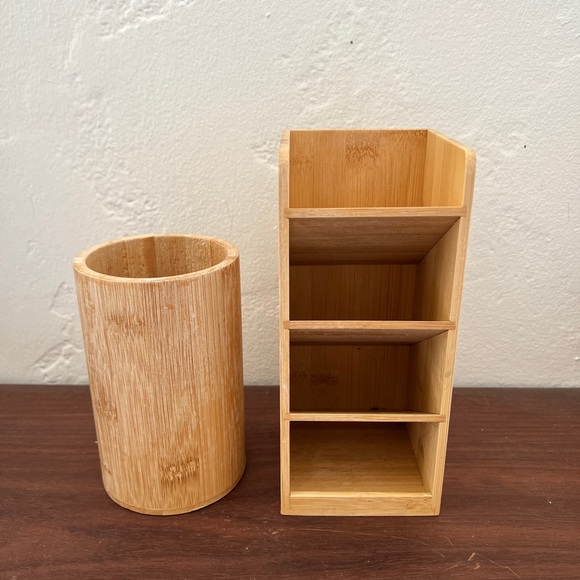 Storage & Organization | Bamboo Wood Storage Organizer Set Canister ...